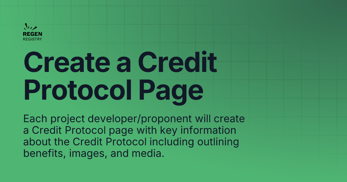 Create a Credit Protocol Page | Regen Registry Handbook
